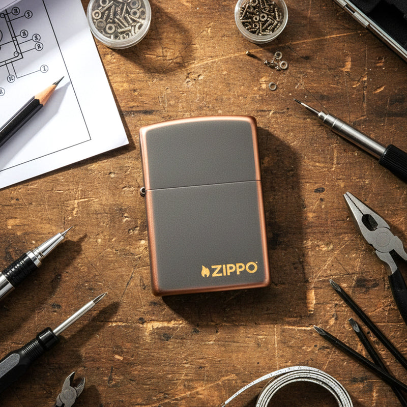 Encendedor Zippo 49839ZL Rustic Bronze with Zippo Logo